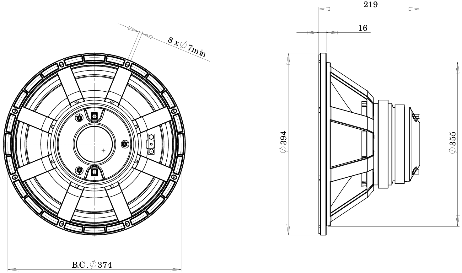 B&C Speaker 15CX40 - 15″ Coaxial 8Ω