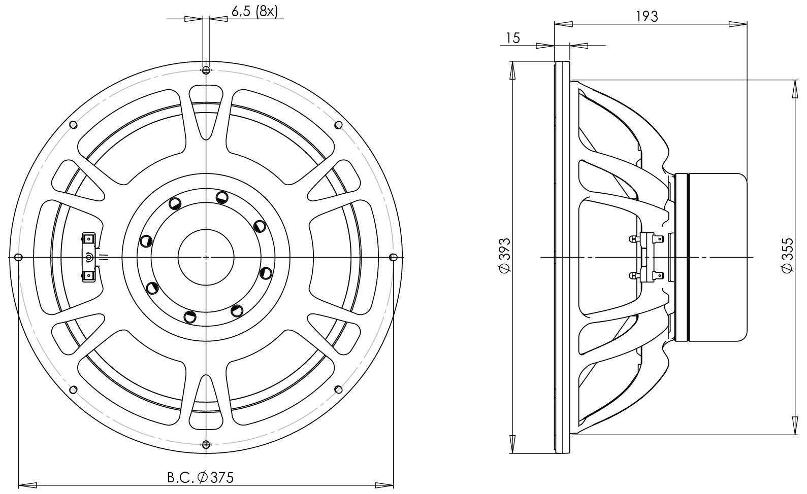 B&C Speaker 15SW115 - 15″ Subwoofer 8Ω
